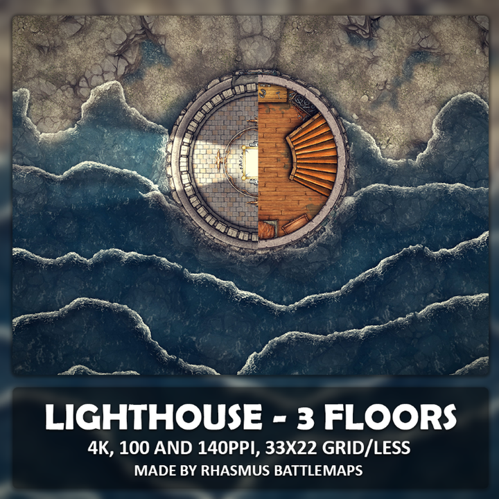 3D Printable Lighthouse Map - Three Levels by Rhasmus Battlemaps